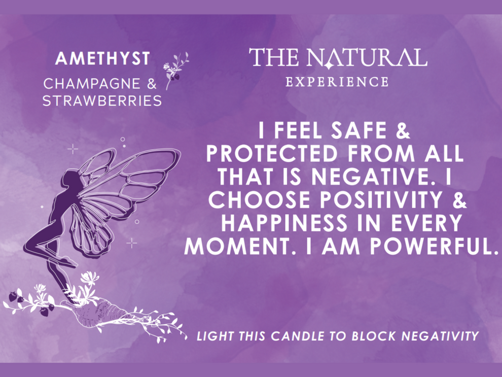 Amethyst Crystal Candles - Negativity Blocker - Champagne and Strawber ...