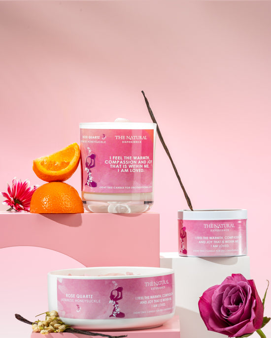 Rose Quartz Crystal Candles for Unconditional Love – Japanese Honeysuc ...